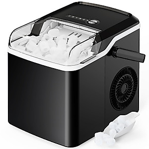 Silonn Countertop Ice Maker - 9 Cubes Ready in 6 Mins, 26lbs in 24Hrs, Portable Ice Machine with Self-Cleaning, 2 Sizes of Bullet Ice for Home/Kitchen/Party/RV, Black