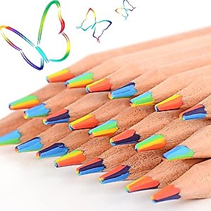 ThEast 7 Color in 1 Rainbow Pencils for Kids, 30 Pieces Rainbow Colored Pencils, Assorted Colors for Drawing Coloring Sketching Pencils For Drawing Stationery, Bulk, Pre-sharpened (30)