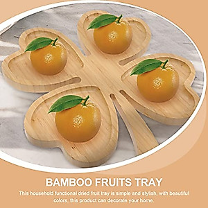 PRETYZOOM Wooden Serving Tray Clover Shaped Charcuterie Boards Shamrock Cheese Cake Bread Snack Serving Plate Appetizer Platter for Meat Vegetables Fruit St. Patricks Day Party