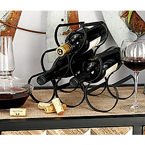 Deco 79 Metal 6 Bottle Wine Rack, 12" x 7" x 10", Black