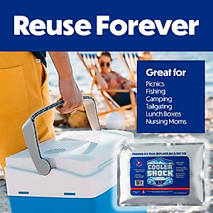 Cooler Shock Ice Packs for Cooler - Long Lasting Reusable Freezer Packs for Coolers - Cooler Ice Packs for Camping Gear, Fishing, Road Trips, Beach Must Haves, Large