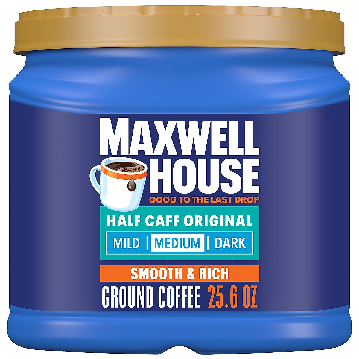 Maxwell House Half Caffeine Ground Coffee (25.6 oz Canister)