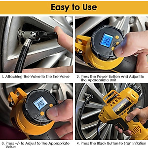 Tire Inflator Air Compressor, Compatible with Mellif 20V Battery, 160 PSI Cordless Portable Electric Air Pump with Mellif 20V Battery & Charger, Digital Pressure Gauge for Car, Bike, Sport Ball