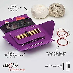 Addi Click by Woolly Hugs Interchangeable Circular System with Exclusive Red Cords (European Version) with Red Gauge