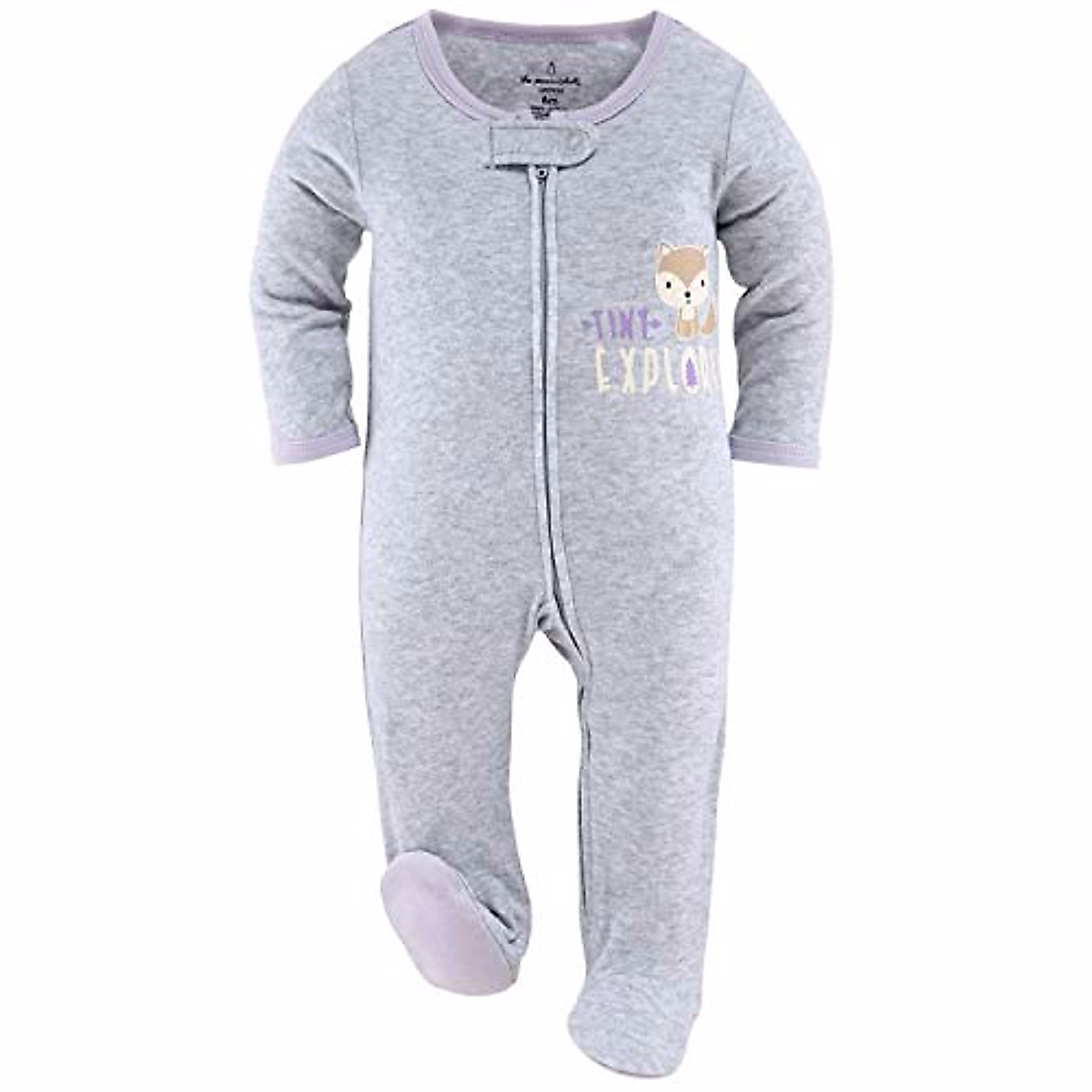 The Peanutshell Footed Baby Sleepers for Girls, Purple Woodland Animals, 3 Pack Set (9M)