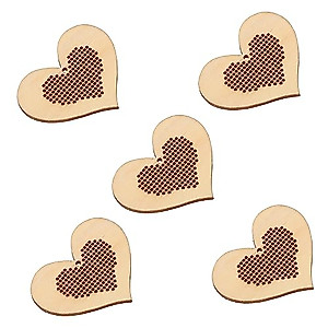 SEWOART 5pcs Cross Stitch Wood Pieces Heart Pendant Embroidery Kit Handmade Wooden Craft Shapes Cross- Wood Slice Wooden Hanging Hearts DIY Handmade Cross-Stitch Wooden Chip Ornament
