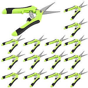 HAKZEON 15 Pack 6.5 Inch Professional Bud Trimming Scissors,Stainless Steel Micro-Tip Gardening Hand Pruners with Straight Blades, for Easy Pruning Garden Tree Pot Plant Flowers