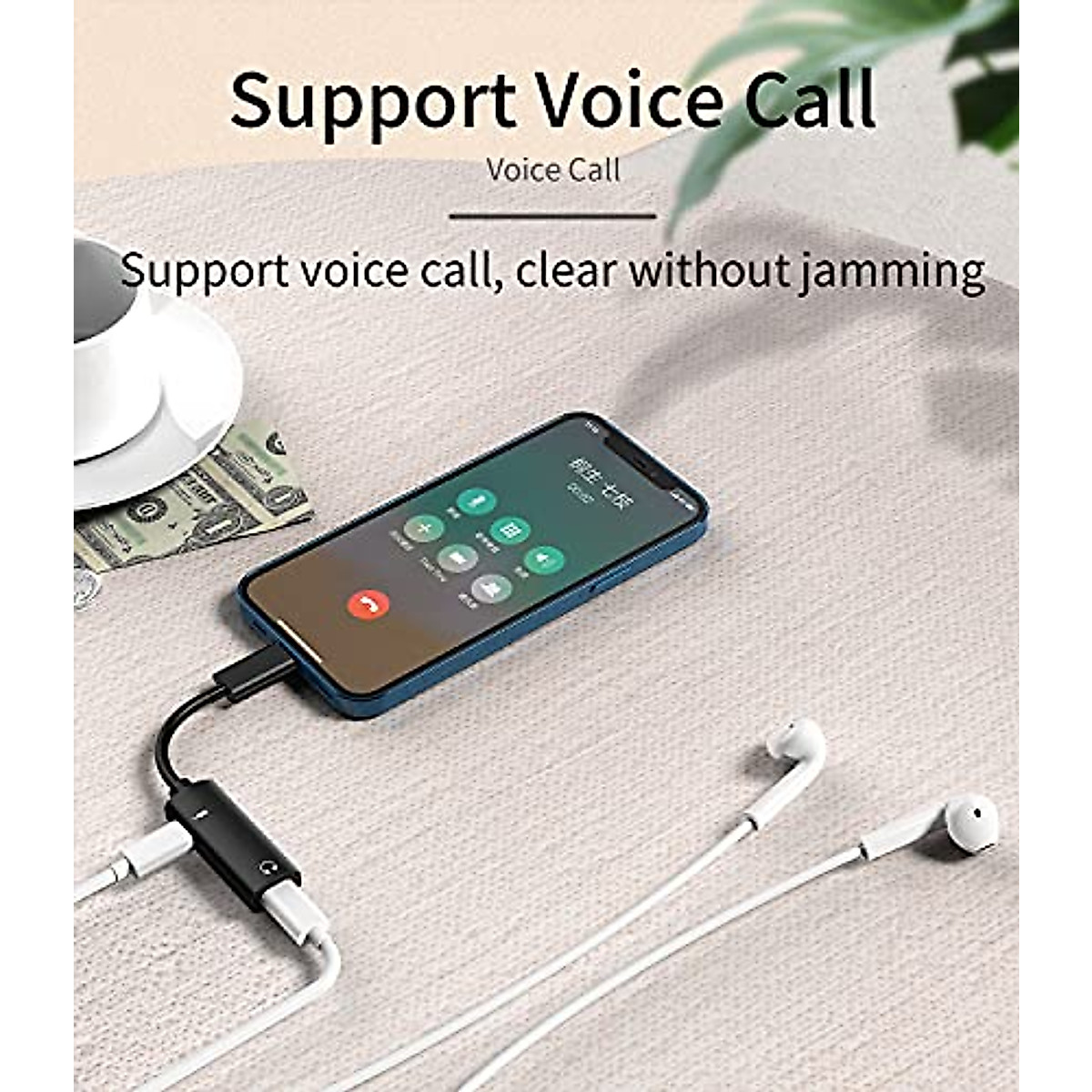 Headphone Adapter for Lightning Double to Audio Jack and Charger Earphone Charging Splitter for iPhone 11 12 Mini pro max xs xr x se 7 8 Plus for ipad air Connector Converter for Apple MFI Certified