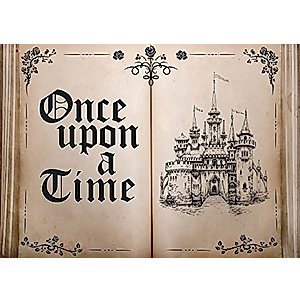 LYCGS 7X5FT Fairy Tale Books Backdrop Once Upon a Time Backdrop Ancient Castle Princess Romantic Photo Background Book Themed Party Background Wedding Birthday Party Decorations Banner X-43