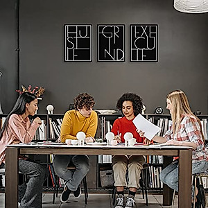 ARTINME Hustle Grind Execute Wall Art Inspirational Posters Motivational Wall Decor Inspirational Quotes Wall Art Motivational Wall Posters for Office Classroom Living Room Decor