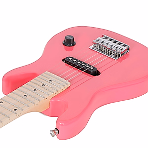 Smartxchoices 30" Inch Kids Electric Guitar with 5W Amp Cable Cord Pick Shoulder Strap Much More Guitar Combo Accessory Kit for Beginner Starter (Pink)