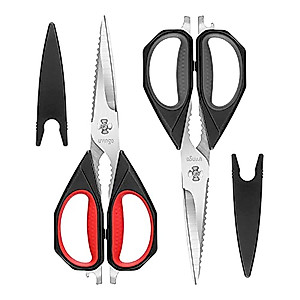 LIVINGO Kitchen Scissors, 2 Pack 9.25" Utility All Purpose Poultry Shears Heavy Duty Dishwasher Safe, Come Apart Sharp Stainless Steel Cooking Food Scissors for Cutting Meat, Chicken, Vegetable, Fish