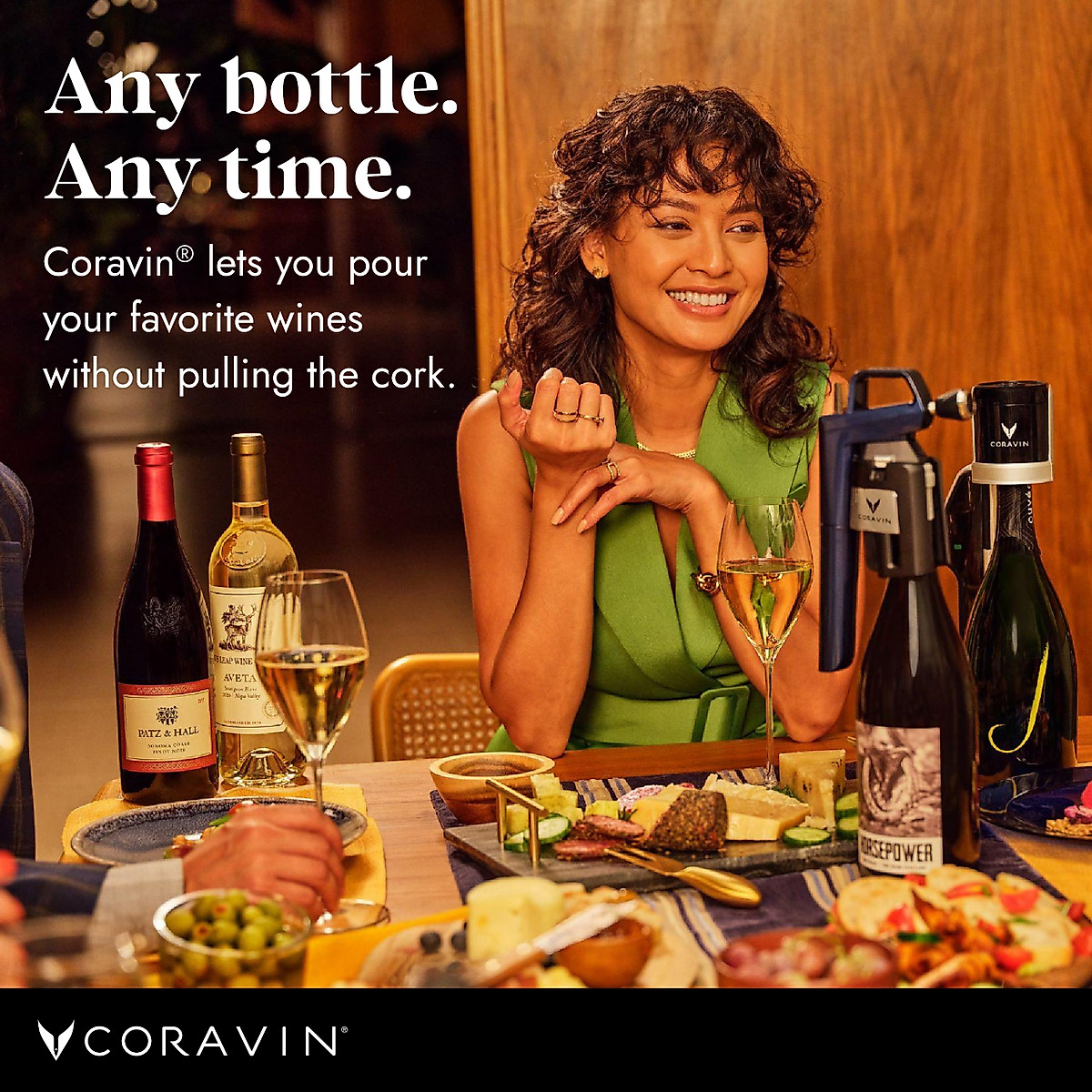 Coravin Pivot Plus Wine Preservation System - Preserve Wine for 4 Weeks - Pivot System, 1 Wine Aerator Attachment, 2 Capsules, 2 Wine Bottle Stoppers & 1 Bottle Sleeve - By-the-Glass Wine Saver