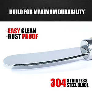 Yeeper Little Cheese Spreader Knives, Wooden Handle, 5 inch, Stainless Steel Cocktail Knives Spreaders for Condimets, Cheese, Butter, Charcuterie Board Accessories