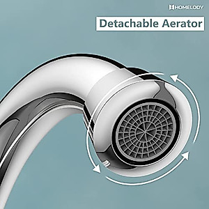 HOMELODY Centerset Bathroom Faucet 4 Inch, 2 Handles Bathroom Sink Faucet,360° Swivel Spout Lavatory Faucet with Pop Up Drain,Chrome