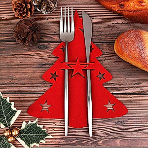 Vanproo 8Pcs Christmas Tree Silverware Holders, Xmas Tree Tableware Holders Exquisite Cutlery Knife and Fork Cover Table Decor, Christmas Cutlery Holder Organizer Knifes Forks Holders