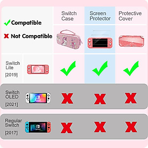 Pink Unicorn Carrying Case Compatible with Nintendo Switch Lite with Crystal Glitter Soft Protective Case Cover+Screen Protector+Stickers, Hard Storage Case Accessories Kit for Girls Birthday Gift