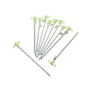 SE 10-1/2" Metal Tent Pegs with Glow-in-the-Dark Stoppers (10-Pack) - 910NRC10