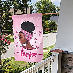 African American Breast Cancer Awareness Garden Flags 12×18 Double Sided Small Banner Sign Decoration Flags For Outside Yard Outdoor Decor