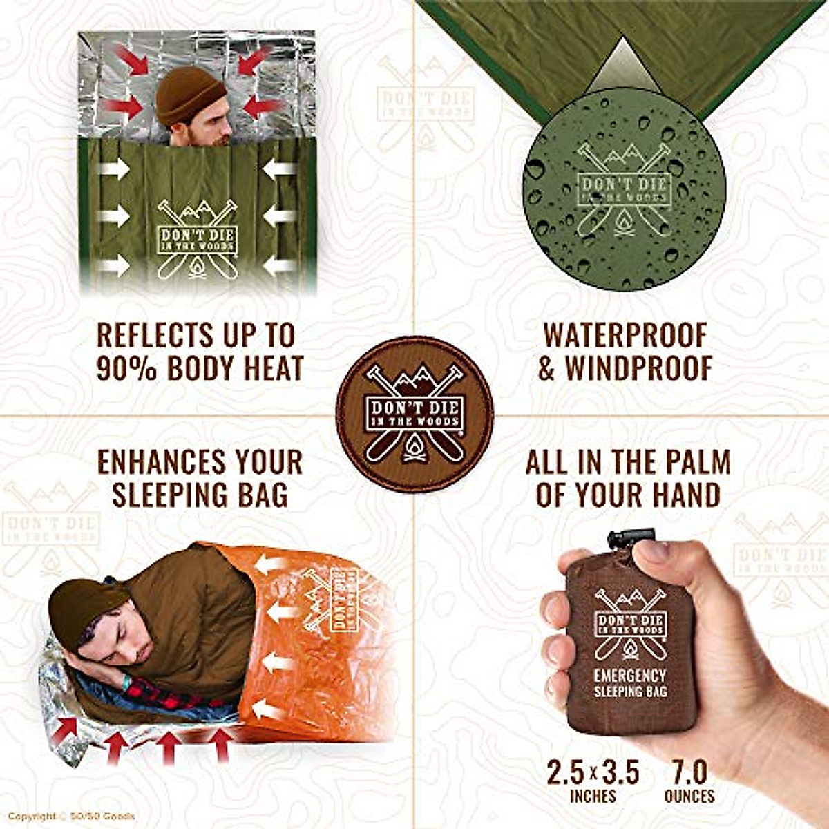 Don’t Die in The Woods - World’s Toughest Survival Bivy [with Hood Extension] Extra-Thick Emergency Sleeping Bag with Ripstop Nylon Stuff Sack - Built with Space Blanket Thermal Mylar