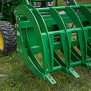 Titan Attachments 60" HD Root Grapple Rake Attachment Fits John Deere Hook and Pin Connection, Recommended for Series 2, 3, and 4 Tractors, Twin 3,000 PSI Cylinders, Carry Rocks, Logs, Brush, Debris