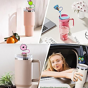 12PCS Straw Cover Cap, Cute Summer Straw Cover for Stanley 30&40 Oz Tumbler, Straw Topper for Stanley Cup in different Shapes,Straw Protectors Drinking Straw Caps for 10 mm Straws