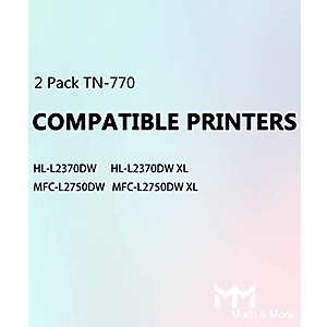 MM MUCH & MORE Compatible Toner Cartridge Replacement for Brother TN770 TN-770 TN730 TN760 Super High Yield Black Toner Cartridge for HL-L2370DW HL-L2370DWXL MFC-L2750DW MFC-L2750DWXL Printer (2-Pack)