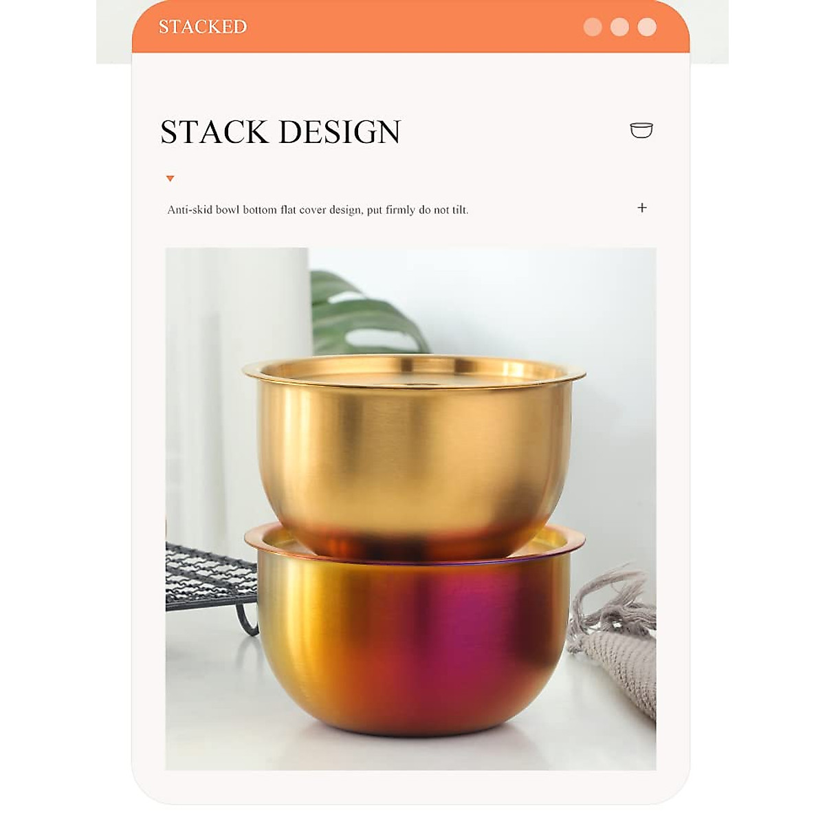 Stainless Steel Steamed Egg Bowl With Lid Cake Container Stirring Home Egg Bowl Storage Holder-Red