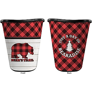 RNK Shops Personalized Lumberjack Plaid Waste Basket - Double Sided (Black)