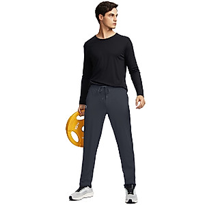G Gradual Mens Sweatpants Zipper Pockets Tapered Track Athletic Pants for Running, Exercise, Workout (Dark Grey, Medium)