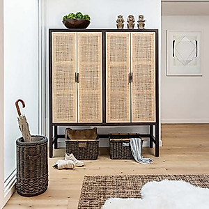 The Basket Lady Tall Narrow Wicker Storage Basket, Medium, 18 in L x 12 in W x 11 in H, Antique Walnut Brown