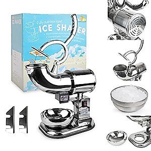 WYZworks Stainless Steel Commercial Ice Shaver Heavy Duty - Snow Cone Shaved Icee Maker Machine