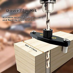 Wdwlbsm Dowel Jig Kit for Floating Shelf Bracket Drill Guide for Straight Holes Self Centering Doweling Jig for Hidden Shelf Brackets Woodworking Drilling