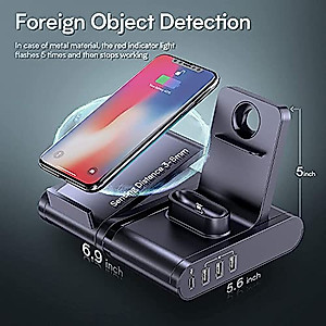 seenda Charging Station for Multiple Devices - 90W Fast Charger Station with 4 USB Ports (1 USB C + 3 USB A) and 10W Wireless Charger for iWatch AirPods iPhone MacBook,Tablet iPad and More