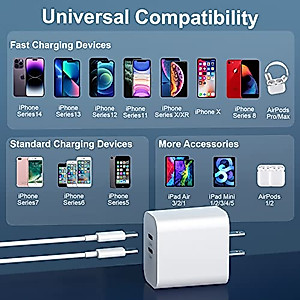 [MFi Certified] USB C iPhone 14 13 12 Fast Charger Block and 10FT Long iPhone Lightning Charging Cord Compatible for iPhone 14 Pro Max/14 Pro/14, 13/12/11 Pro Max, 13/12/11 Pro,iPad