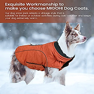 MIGOHI Dog Jacket for Winter, Windproof Dog Coat with Reflective Trims for Cold Weather, Warm Dog Winter Coats Padded Dog Puffer Jackets for Small Medium Large Dogs, Orange XXXL
