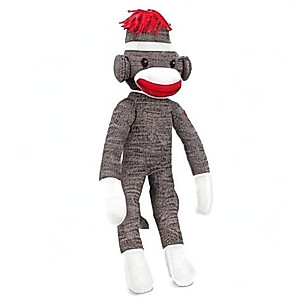 Made By Aliens Adorable Sock Monkey, The Original Traditional Hand Knitted Stuffed Animal Toy Gift-for Kids, Babies, Teens, Girls and Boys Baby Doll Present Puppet (20" Brown)