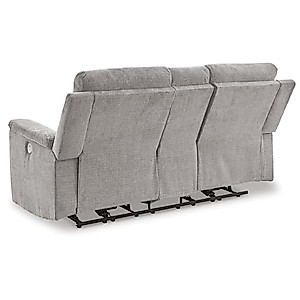 Signature Design by Ashley Barnsana Minimalist Power Reclining Loveseat with Console and USB Charging Ports, Light Gray