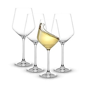 JoyJolt Layla White Wine Glasses, Set of 4 Italian Wine Glasses, 13.5 oz Clear Wine Glasses – Made in Europe