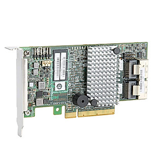 ASHATA SAS Controller Card, 8-Port SATA+SAS Ports Expansion Card, 9267-8i 2208 6Gb/s 512MB PCI-E 2.0 8Port SATA/SAS RAID0/1/10 Controller Card Low Baffle