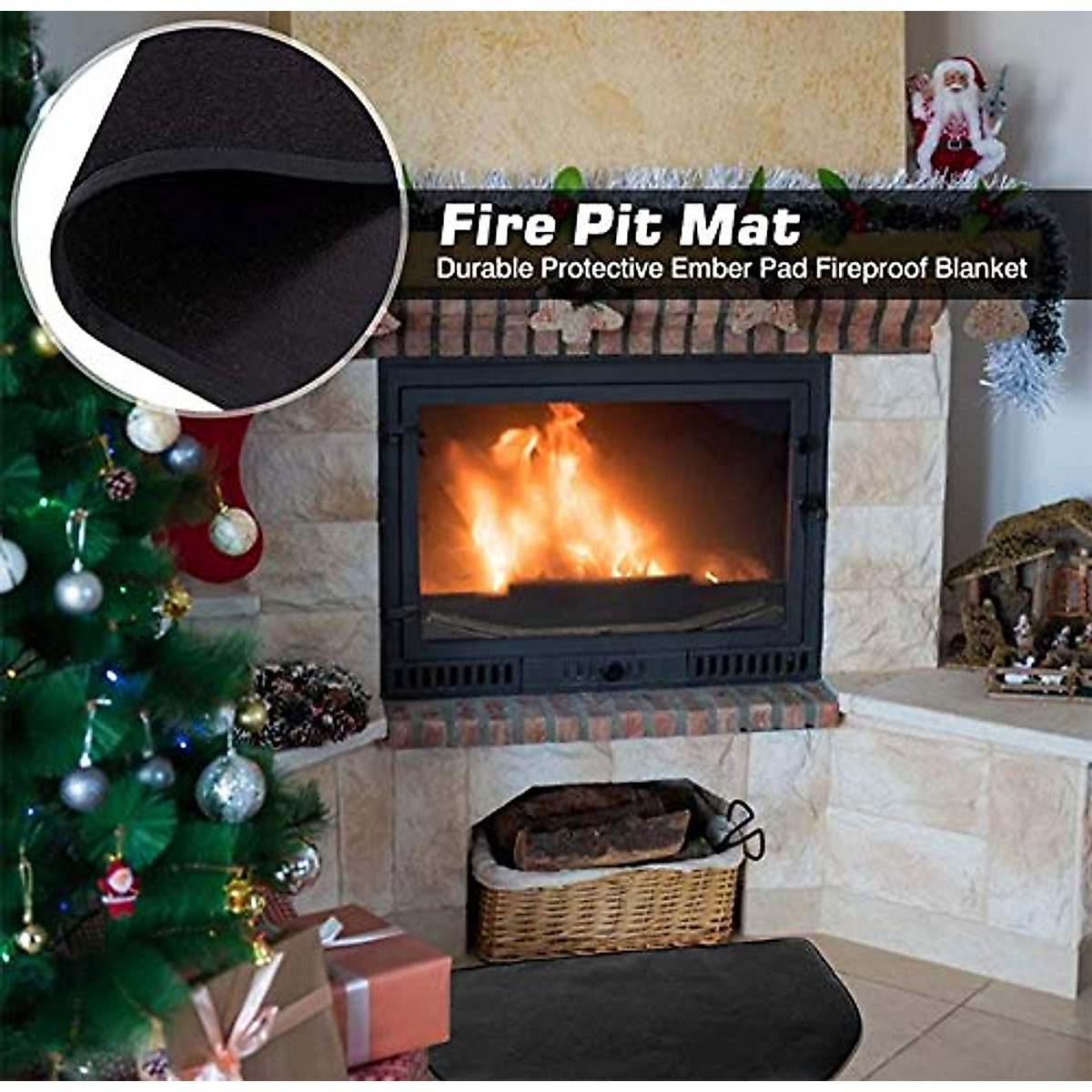 UCARE Fire Retardant Fiberglass Rug Durable Fireproof Protective Hearth Rug Indoor Fireplace Area Rugs Non Slip Mat for Chimney/Fire Pit/Brazier (L: 59.06x39.37in/ 150x100cm)