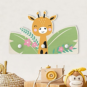 Bilderwelten Children's coat rack - Baby Giraffe In The Jungle, Dimension HxW: 9.84x15.74 in.