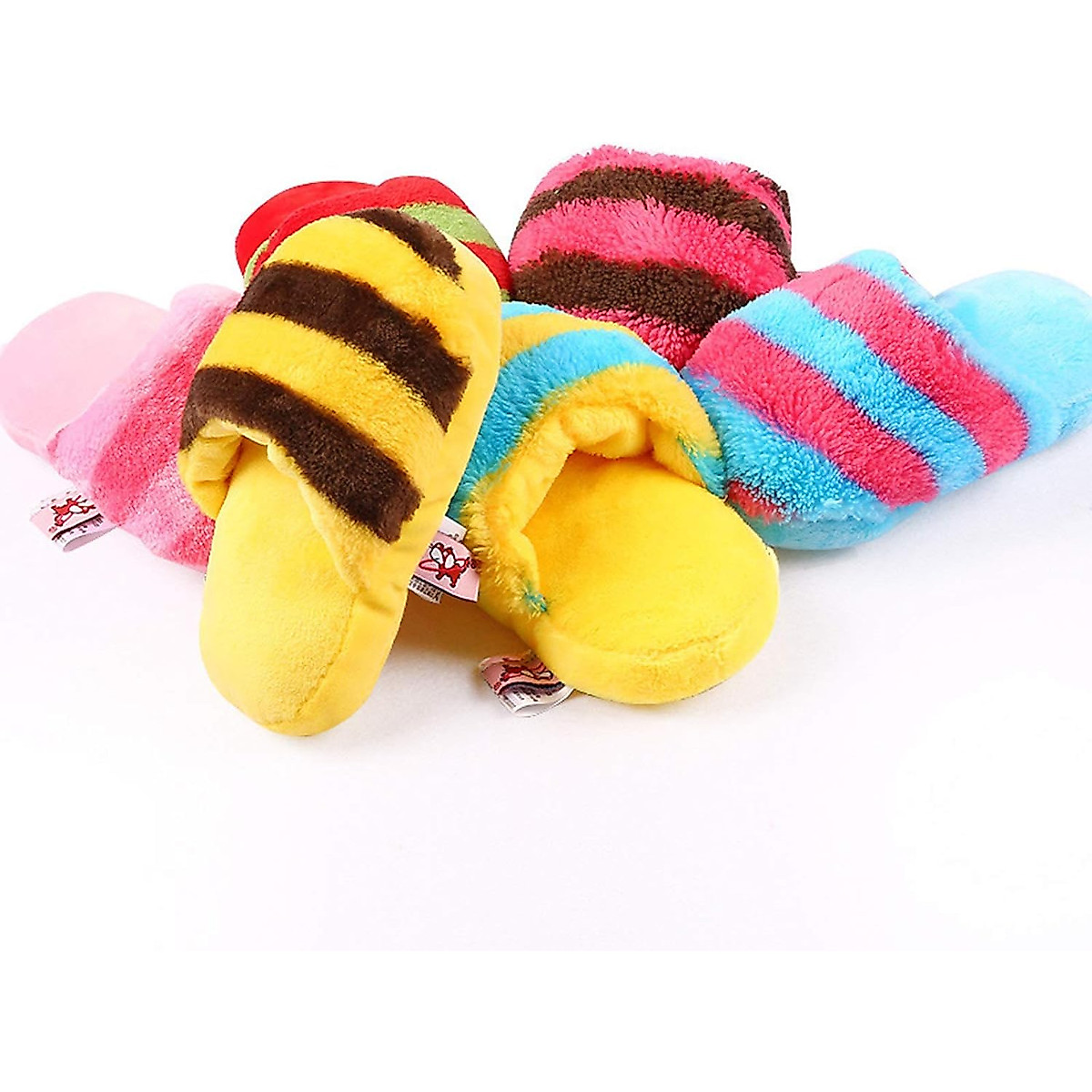 BWESOO Rose Red Blue Cute Pet Puppy Dog Cat Slipper Shape Plush Slipper Sound Pet Toy Pet Dog Chew Toys Dog Squeak Plush Toys Slipper Shape Tooth Cleaning Chew Play Toy Dog Chew Toys