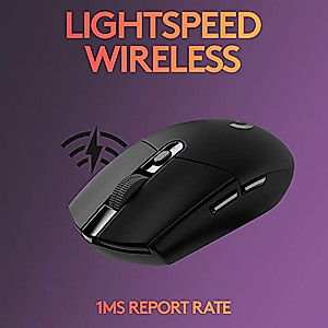 Logitech G305 LIGHTSPEED Wireless Gaming Mouse, Hero 12K Sensor, 12,000 DPI, Lightweight, 6 Programmable Buttons, 250h Battery Life, On-Board Memory, PC/Mac - Black