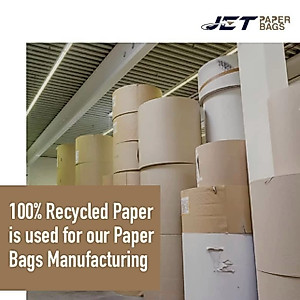 JET PAPER BAGS - 18x5x19.75 Inch [50 Pcs] Large Brown Paper Bags with Handles Prime for Takeout, Grocery, Goody, Retail, Party, Gifts, Weddings - Recyclable Kraft Paper Gift Bags with Handles