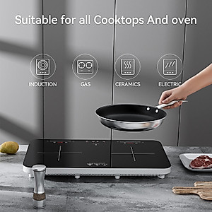 COOKNANO Stainless Steel Nonstick Frying Pan Set, 3 Piece cookware set, Tri-Ply Skillet, 8 inch, 9.5 inch, 11inch Cooking pan, Oven Dishwasher Induction Gas Safe, Silver, Suitable for All Stove