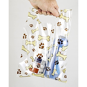 Pet Themed Clear Scatter Print Bags 9" x 12" Paw Prints & Hearts - Black & Red (MSP1008) 100ct bags per box