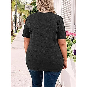 Plus Size Thankful Blessed and Kind of A Mess Shirt Women Thanksgiving Thankful Tshirt Casual Short Sleeve Fall Tee Top