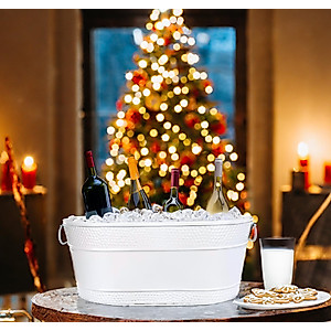 BREKX Galvanized Drinks Tubs with Insulated Bar Mats (Set of 2 tubs + 2 Bar Mats) - Wine and Beer Drip-Proof Party Tubs