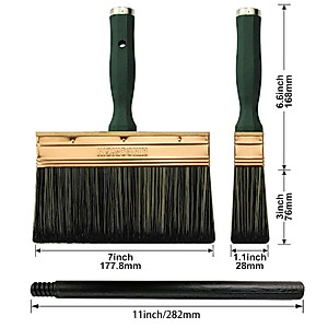 KINGORIGIN Deck Stain Brush, 7 Inch Paint Brush, Quick Deck Brush with Threaded Handle for Extension Use, Paint Brushes for Walls, Stain Brushes for Wood, Fence and Furniture